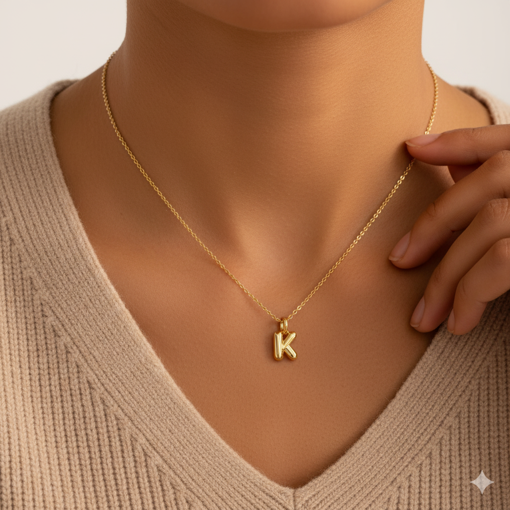 Silver Initial Necklace – Bold Letter Pendant | One2Three Jewelry